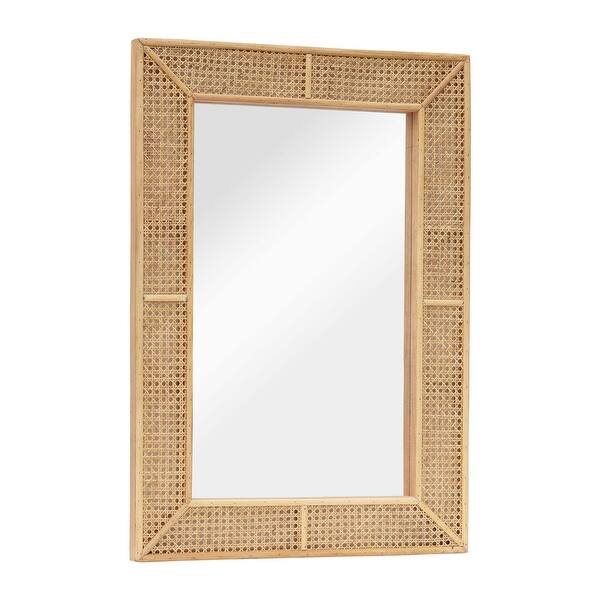 Rectangle Rattan Wall Mirror, Modern Boho Decorative Wall Mirror ...