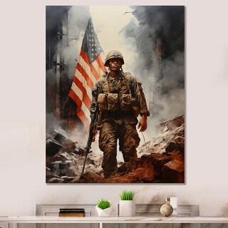 Designart "Soldiers Silent Strength II" Army Wall Art Living Room - Bed ...