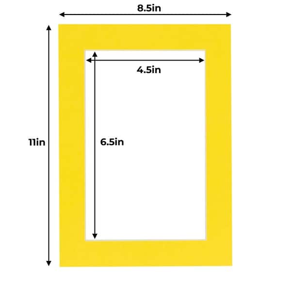 5x7 Mat for 8.5x11 Frame - Precut Mat Board Acid-Free Yellow 5x7 Photo ...
