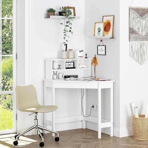 Small corner computer desk with storage store
