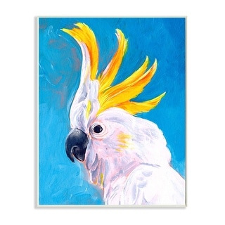 Stupell Parrot Mohawk Blue Yellow Animal Bird Painting Wood Wall Art ...