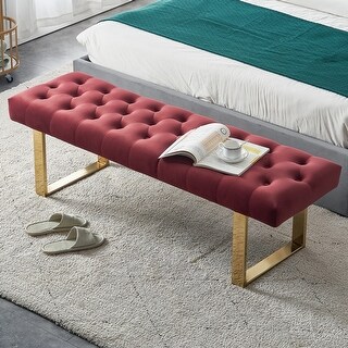 Velvet Upholstered Bench With Gold Metal Legs - Bed Bath & Beyond ...