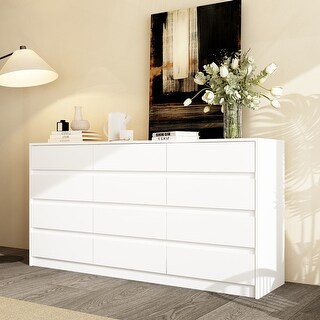 12-Drawer Cabinet Dresser for Bedroom (63" W x 15.7" D x 32" H) Chest ...