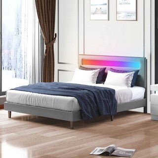 Mixoy Platform Bed Frame with Smart RGB LED Light Strip |Bed Frame with ...