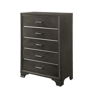 Wooden Five Drawer Chest With Bracket Legs, Gray - Bed Bath & Beyond ...