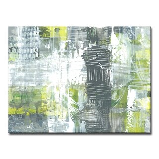 'Grey and Yellow Dashes' Canvas Art Print - Bed Bath & Beyond - 37090879