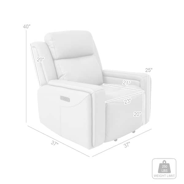 Armen Living Claude Light Grey Leather Power Recliner with USB - Bed ...