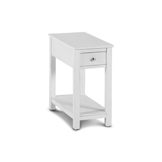 Nili 24 Inch Side End Table, Crisp White Finish, Single Drawer and ...