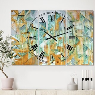 Designart 'Triangular Cascade' Large Modern Wall Clock - 3 Panels - 36 ...