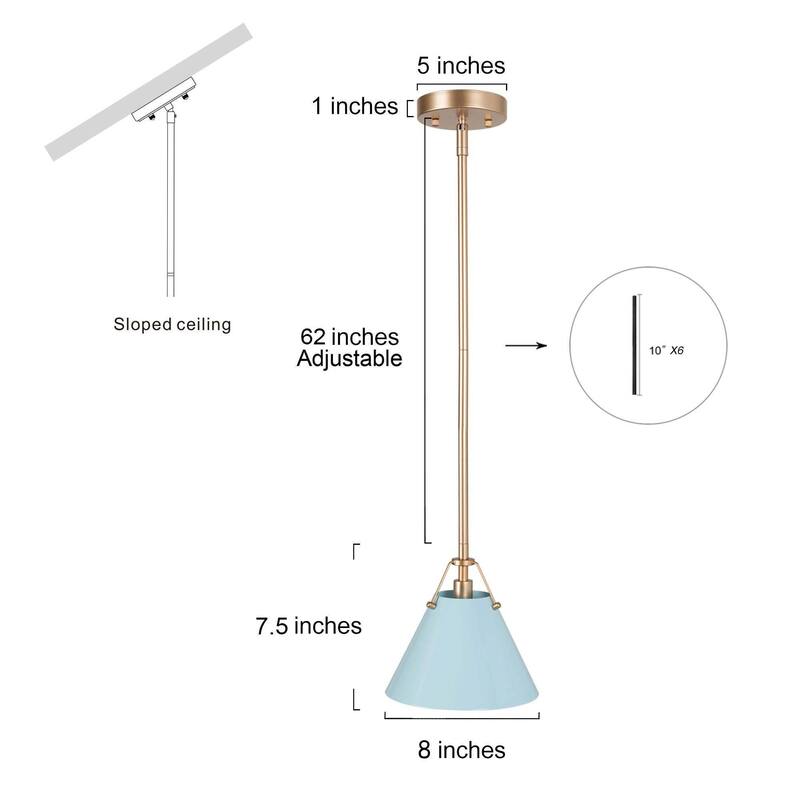 Modern Glam 1-Light Blue Pendant Lights for Kitchen Islands - D8"x H 7 ...