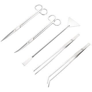 5 in 1 Set Stainless Steel Tweezers Scissors Spatula with Bag - Silver ...