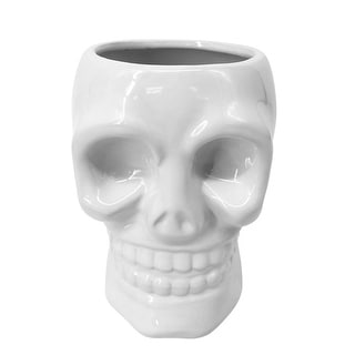 Glossy Finish Halloween Ceramic Skull Vase - 8" - White - Bed Bath ...