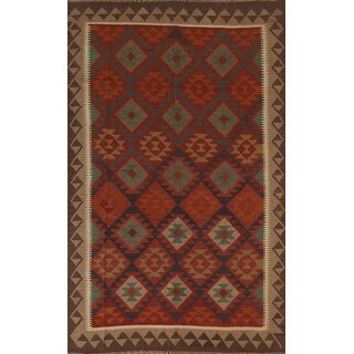 Tribal Geometric Kilim Oriental Area Rug Flat-weave Wool Carpet - 5'3 ...