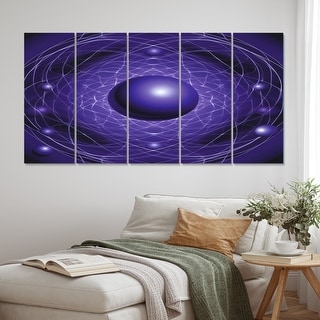 Designart "Space Atom Nucleus In Deep Purple" Fractals Multipanel Wall ...