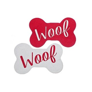 Braided Cotton Bone Shape Pet Mat (Woof) - Set of 2 - Bed Bath & Beyond ...