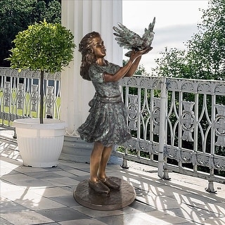 Design Toscano Girl Destiny and Dove Bronze Garden Statue - Bed Bath ...