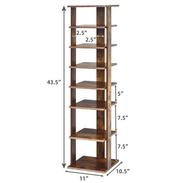 7 Tiers Vertical Shoe Rack Entryway Slim Wooden Shoes Racks - Bed Bath ...