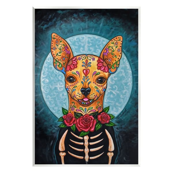 Stupell Day of Dead Chihuahua Wall Plaque Art Design by Pat Cockrell ...