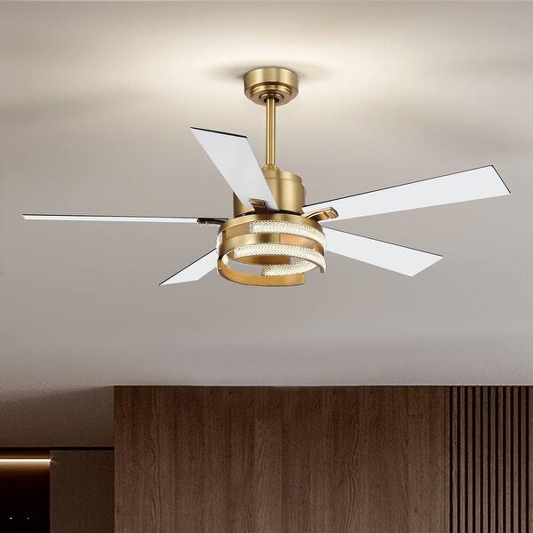 52" Gold Ceiling Fans with LED Light Remote Control, 5 Blade - 52 inch ...