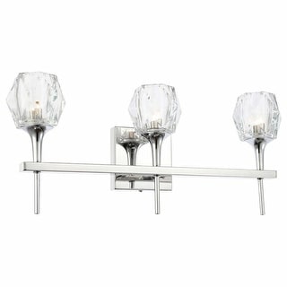 3-Light Glass Bath Light in Chrome/Crystal - 21" x 7" - Bed Bath ...