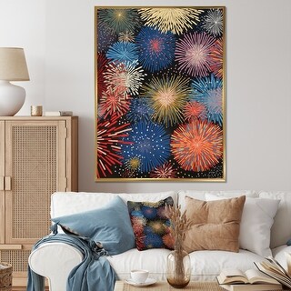 Designart "Colourful Fireworks Spectacle" Fireworks Framed Wall Art ...