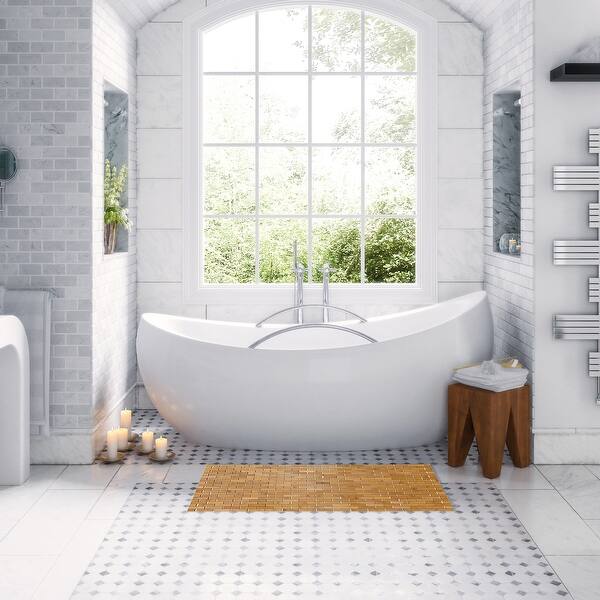 Bamboo Slats Roll-Up Bathmat Duckboard Shower Door Rug Anti-Slippery ...