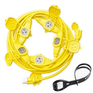 25FT 14 Gauge Multi Indoor/Outdoor Power Extension Cord,Multiple Evenly ...