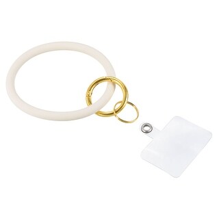 Key Ring Bracelet Silicone Keychain Circle Wristlet Keyrings - Creamy ...