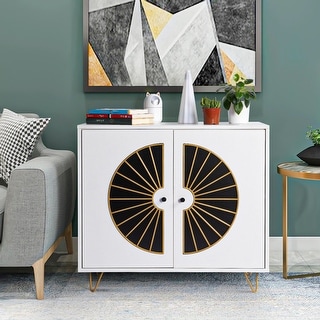 Entryway Cabinet with Fan Pattern, 2-Door Entryway Storage Cabinet ...