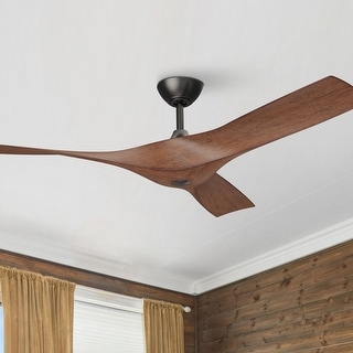52-inch Nautical Walnut 3-Blade Propeller Ceiling Fan with Remote for ...