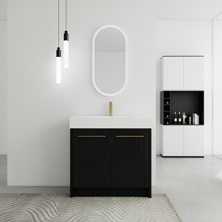 35-Inch Bathroom Vanity with Soft-Close Hinges, Durable Resin Sink, and ...
