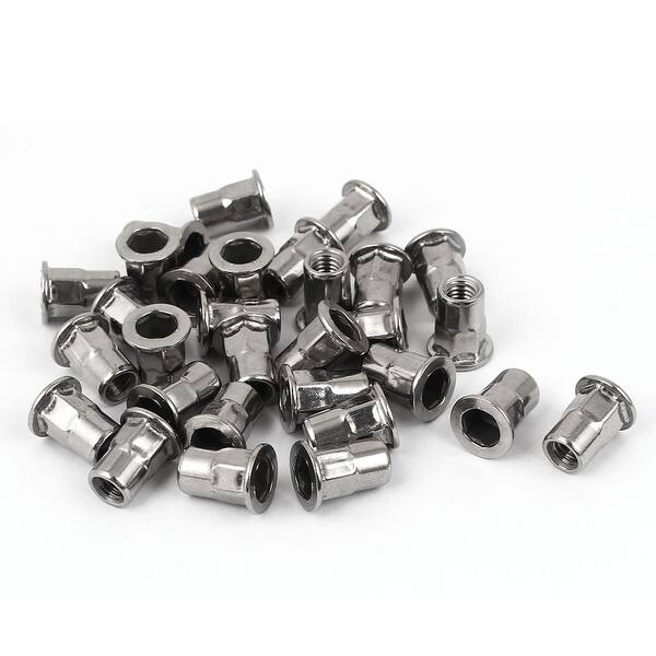M6x15mm 304 Stainless Steel Half Hex Flat Head Rivet Nut Insert Nutsert ...
