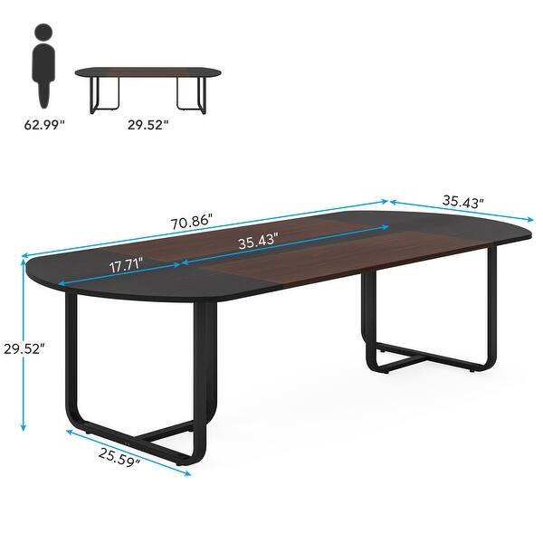 70.86'' Oval Curved Executive Computer Desk Conference Table for Home ...