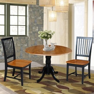 42 in. Drop Leaf Dining Table with 2 Slat Back Chairs - 3 Piece Set ...