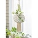33" Macrame Large Hanging Globe Plant Cover, Natural - Bed Bath ...