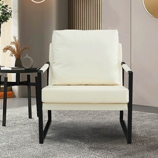 PU Leather Upholstered Accent Arm Chair with Metal Frame - Bed Bath ...