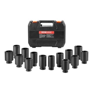 Axle Nut Impact Socket Set, 1/2" Drive Deep 6+12-Point 14-Piece Metric ...