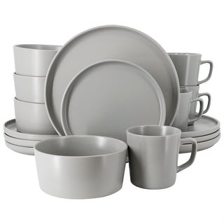 Elama Luxmatte Light Grey 16 Piece Dinnerware Set - Bed Bath & Beyond ...