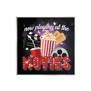 Stupell Now Playing Movies Sign Wall Plaque Art Design by Lux + Me ...