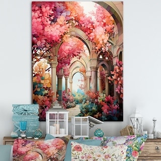 Designart "Pink Bridge Whimsical Arches" Bridges Wall Decor - Bed Bath ...