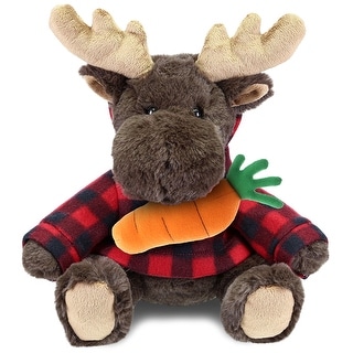 DolliBu Happy Easter Plush Moose with Red Plaid Hoodie and Carrot - 10 ...