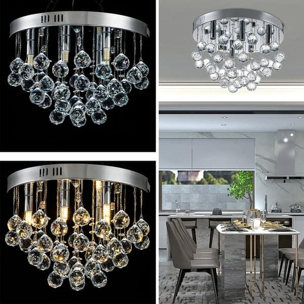 Luxury Crystal Flush Mounted Ceiling Light Raindrop Chandelier - Bed ...