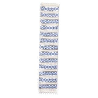 Novica Handmade Azure Diamond Cotton Table Runner - Bed Bath & Beyond ...