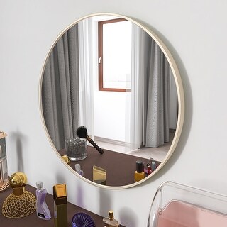 Round Mirror Metal Framed Mirror Circle Wall-Mounted Mirror - 24 - Bed ...