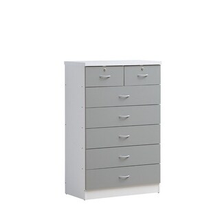 48" Gray and Silver Rectangular 7-Drawer Chest with Locks - Bed Bath ...