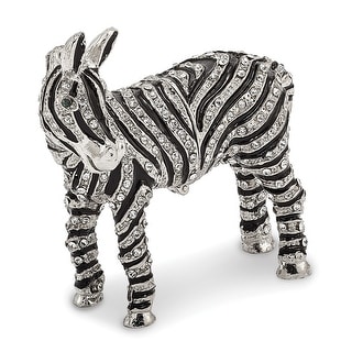 Curata Pewter Crystals Silver-Tone Enameled Zebra Bling Full Crystal ...