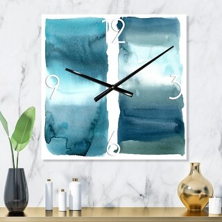 Designart 'Ocean Blue Aquatic Abstract Impression I' Modern Metal Wall ...
