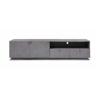 87 Inch TV Media Console Cabinet, 2 Drawer, 2 Door, Gray Crackle ...