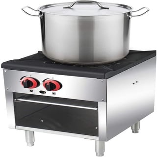 18" Single Stock Pot Stove, Liquid Propane Stainless Steel Countertop ...