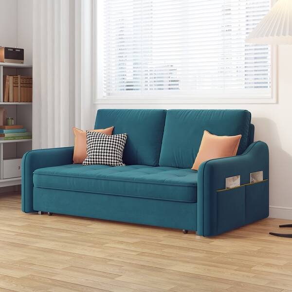 JASIWAY Modern Upholstered Loveseat Sleeper Sofa Bed with Storage - Bed ...